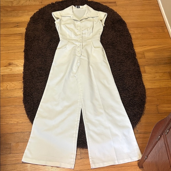 Pants & Jumpsuits | 7s Vintage One Piece Butterfly Collar Wide Leg ...